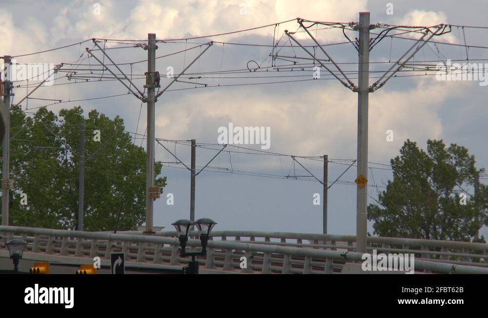 light rail transit train on curved bridge Stock Video Footage - Alamy