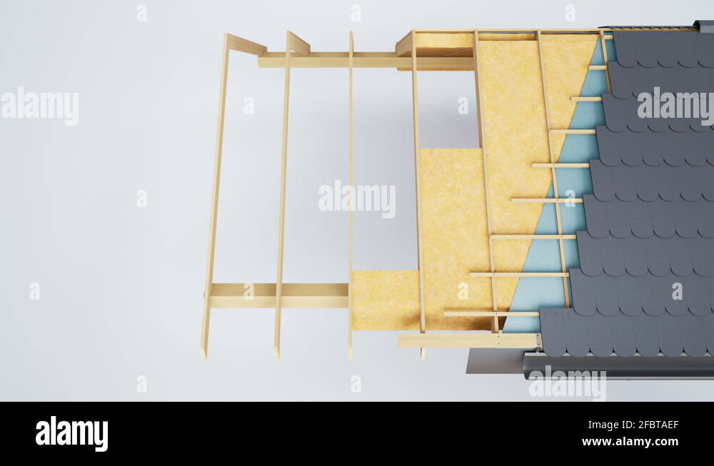 Technical cutaway of roof construction, constructive and technological ...