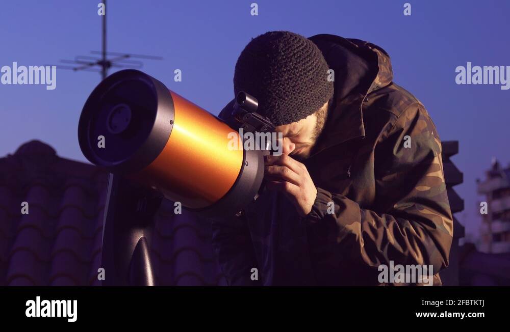 Man looking at sky with telescope Stock Videos & Footage - HD and 4K ...