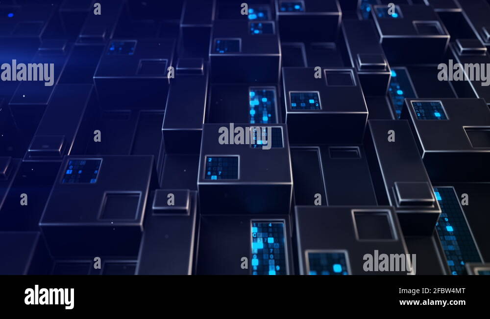 Sci-fi blue wall panel with digital data 3D render seamless loop animation Stock Video Footage ...