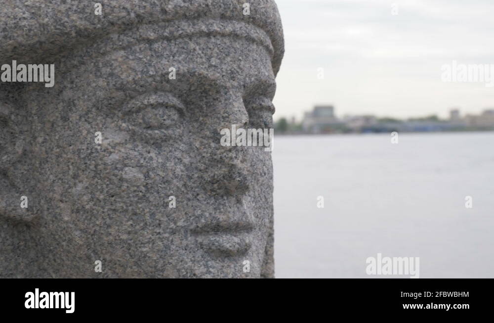 Egyptian ancient Sphinx with the face of Pharaoh, on the Neva river ...