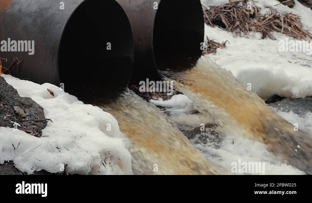 Drain pipes, environmental pollution. Drainage system flood protection ...