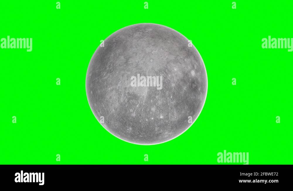 Realistic Planet mercury rotating with Green screen background ...