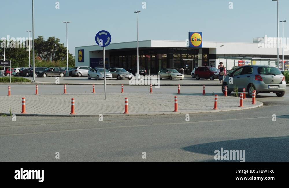 LIDL Stiftung German chain supermarket exterior with company logo ...