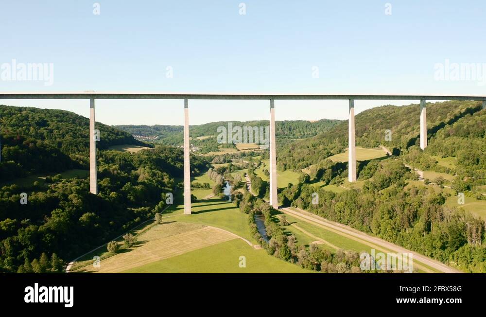 Wide aerial view showing the span and scale of the tallest bridge in ...