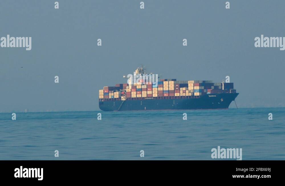 Container cargo ships in the sea of Hormuz strait in Persian Gulf Iran ...