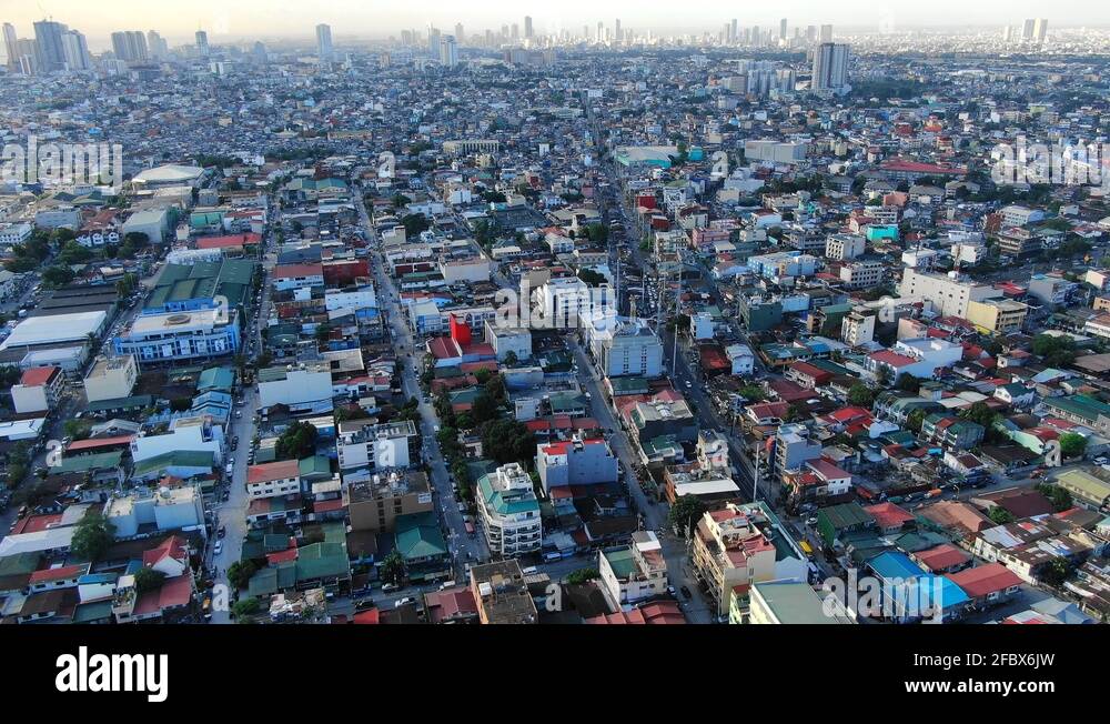 A wide aerial view of the city in metro manila Philippines at day time ...