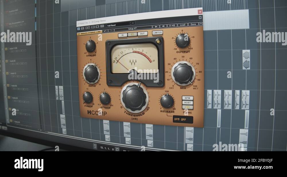 Audio production software with analog like audio meter display Stock ...