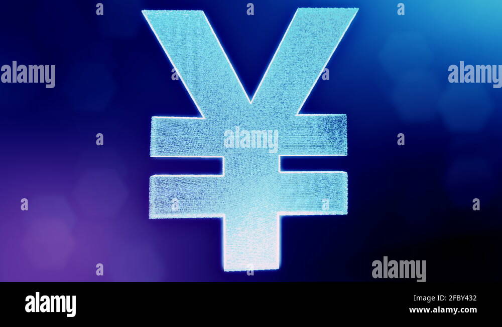 Animation icon or emblem of Japanese yen Logo. Background made of glow ...