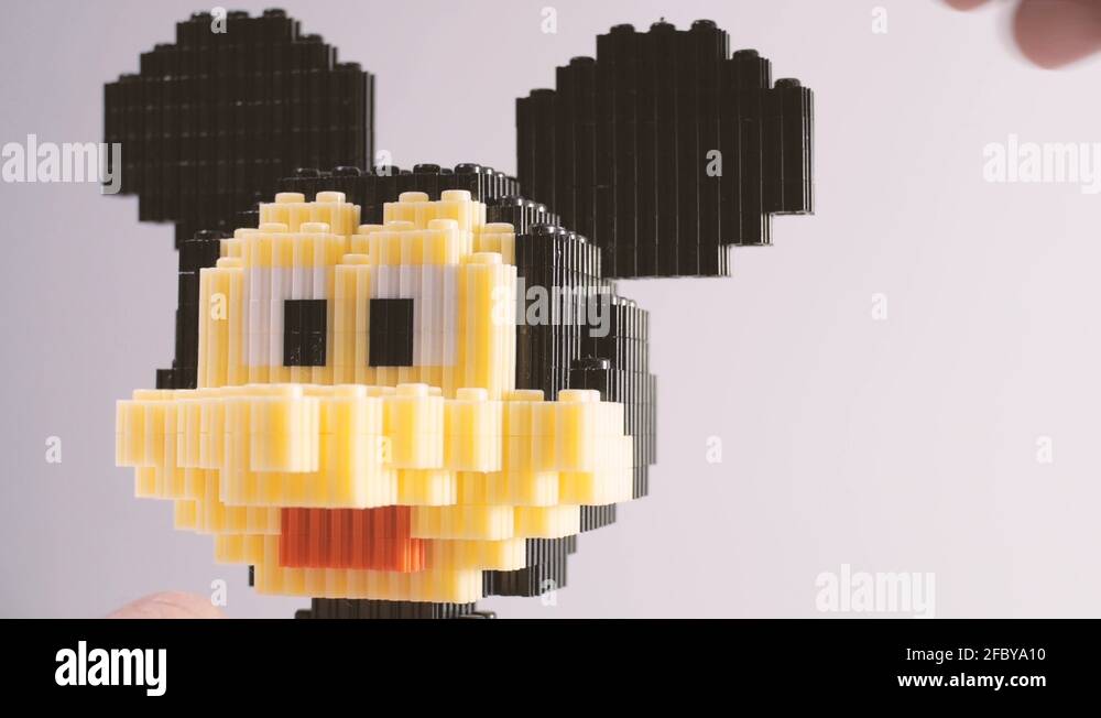 Making a construction of the famous cartoon character Mickey Mouse from ...