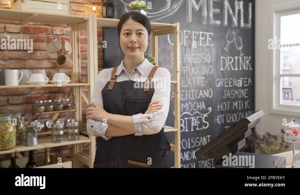 Asian cafe owner worker behind counter Stock Videos & Footage - HD and ...