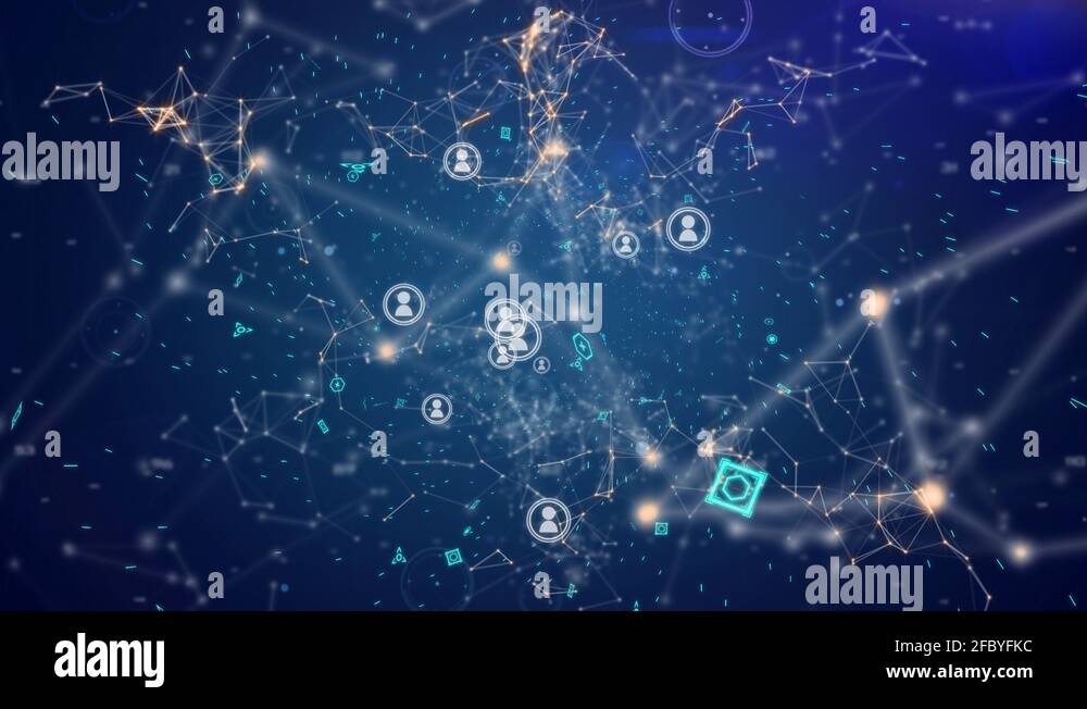 Profile icons and asymmetrical lines with futuristic symbols Stock ...