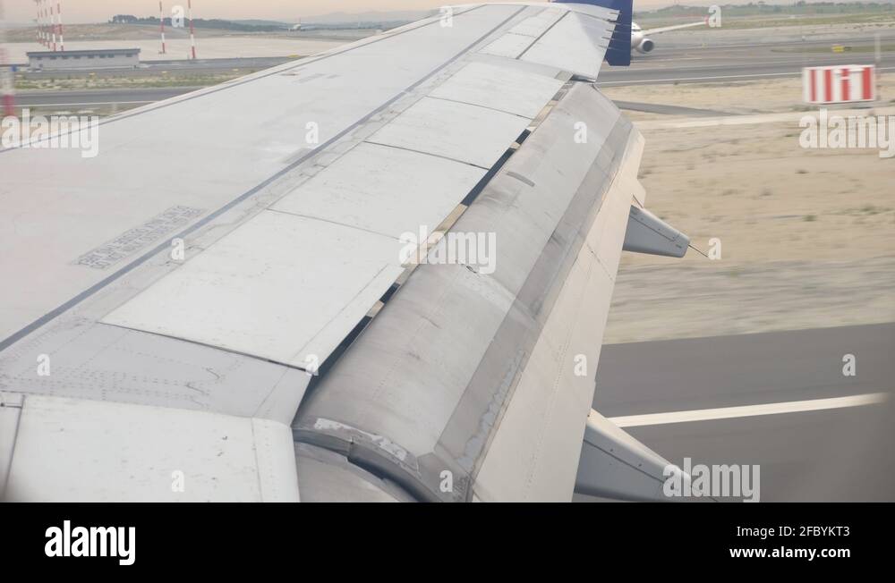 Aircraft wing outside board aileron lifting up for maneuvering speed ...