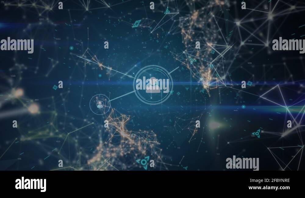 Profile icons and asymmetrical lines with futuristic symbols Stock ...