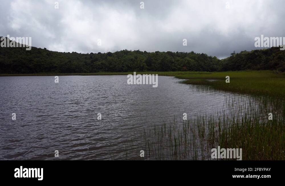 Relaxing footage of crater lake inactive volcano on the Caribbean ...