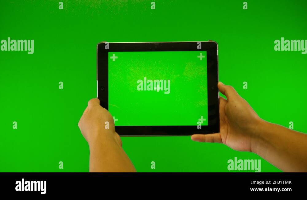 green screen tablet and green background chromakey commercial device ...