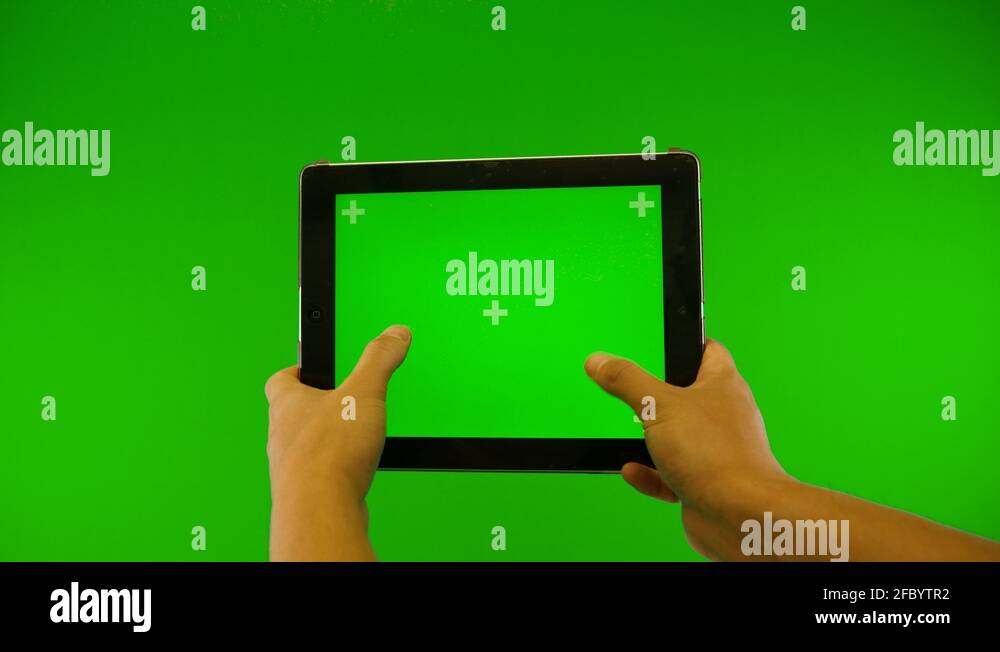 green screen tablet and green background chromakey commercial device ...