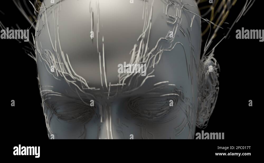 Advanced AI Bionic Robot Randomly Moves His Head - 3D 4K Animation Loop ...