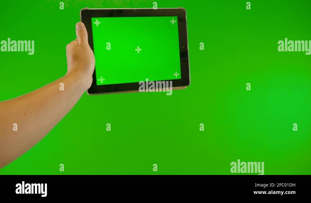 green screen tablet and green background chromakey commercial device ...