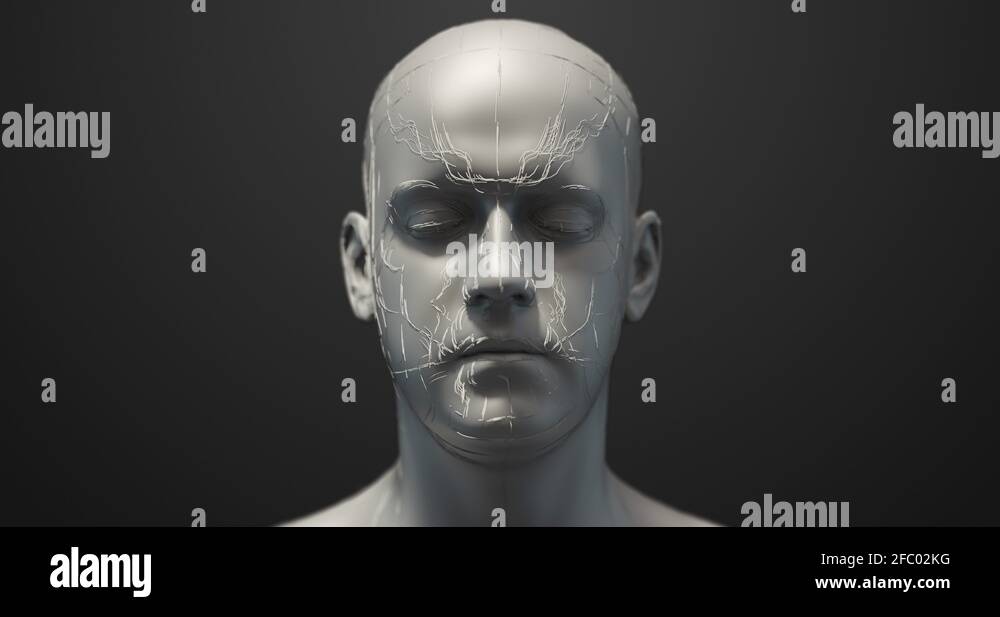 Futuristic Bionic Robot Face Slowly Moving Forward - 3D 4K Animation ...