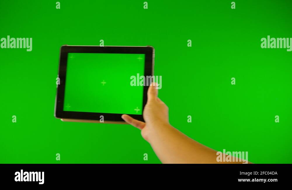 green screen tablet and green background chromakey commercial device ...