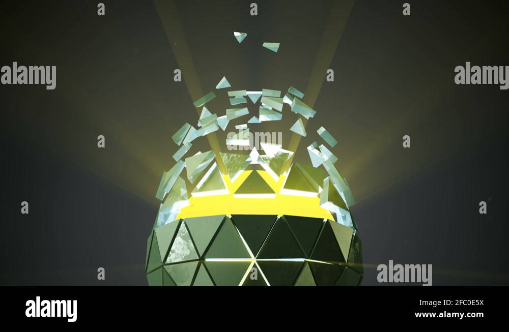 Icosahedron ball shape and flying polygons loopable 3D render animation ...