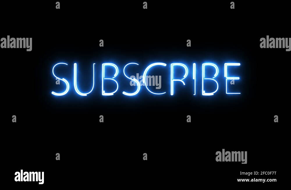 Animation of Subscribe button. Glowing blue neon word Stock Video ...