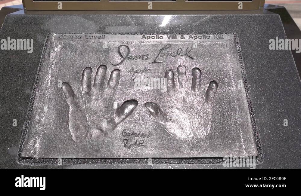 NASA astronaut James Lovell Handprint and signature at Space View Park ...