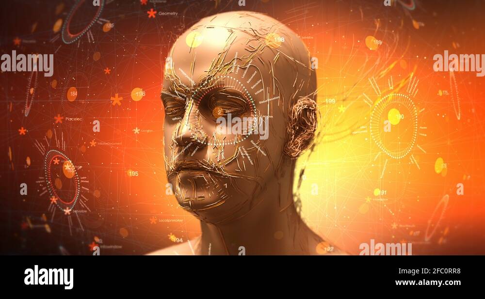 Futuristic Bionic Robot Face Rotating Slowly - 3D 4K Animation Stock ...