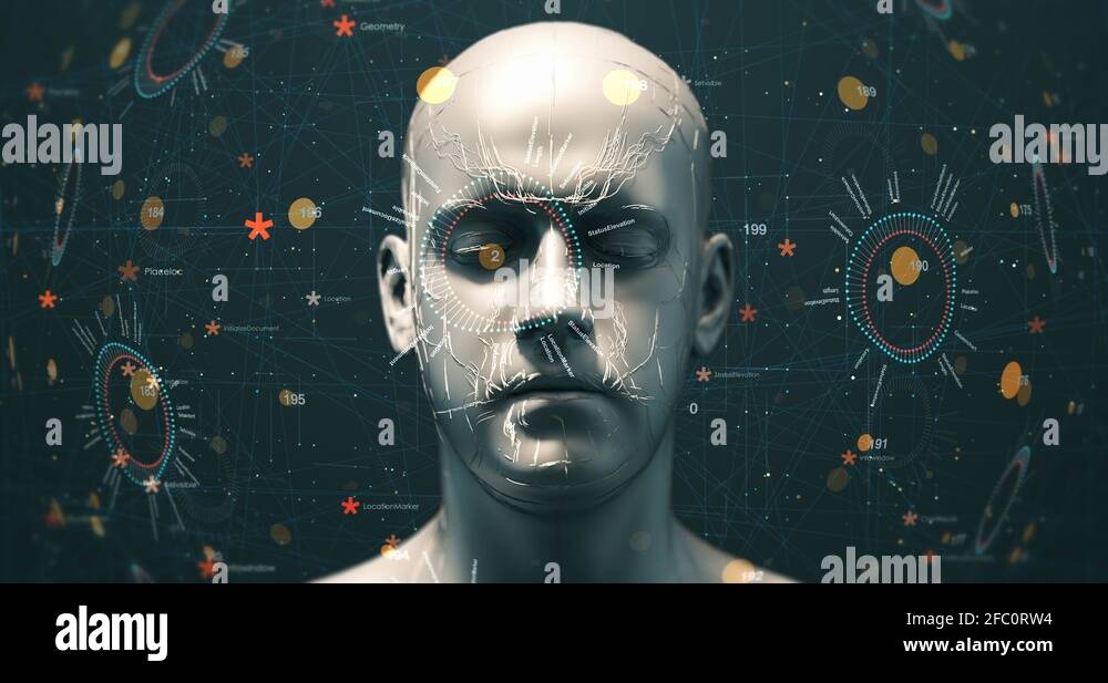 Advanced Bionic Robot Head Slowly Moving Forward - 3D 4K Animation Loop ...