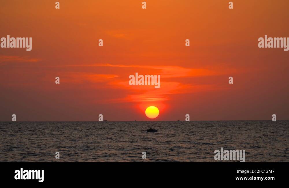 Ocean sunset beach horizon sky orange water Stock Videos & Footage - HD ...