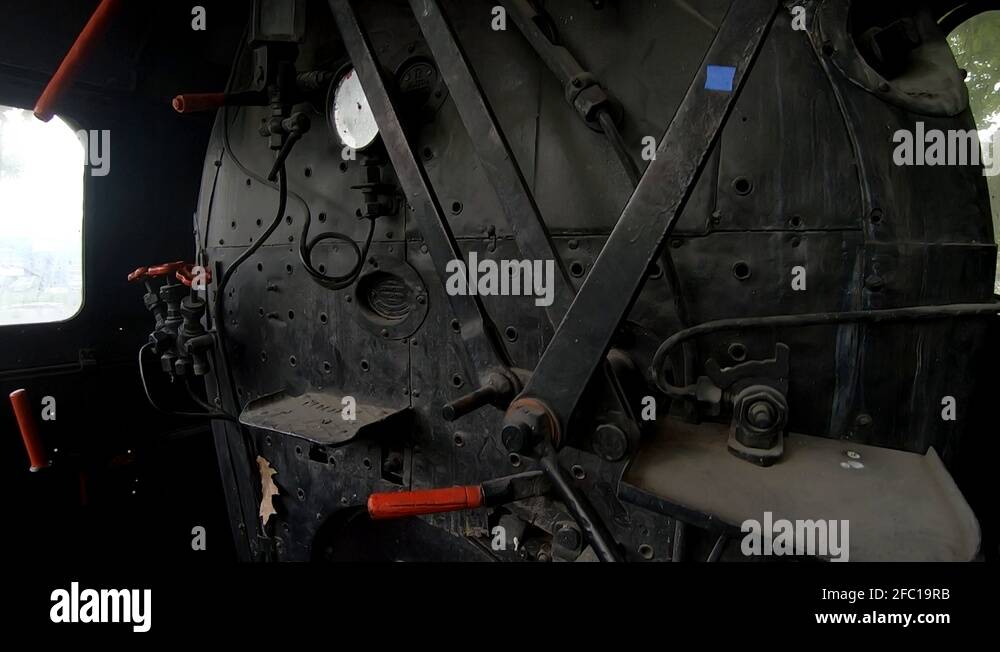 Inside of an old museum steam locomotive Stock Video Footage - Alamy
