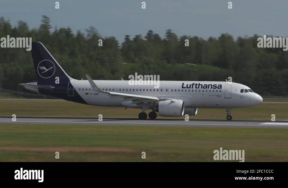 airplane airbus a320 neo lufthansa taxiing passing by side view Stock ...