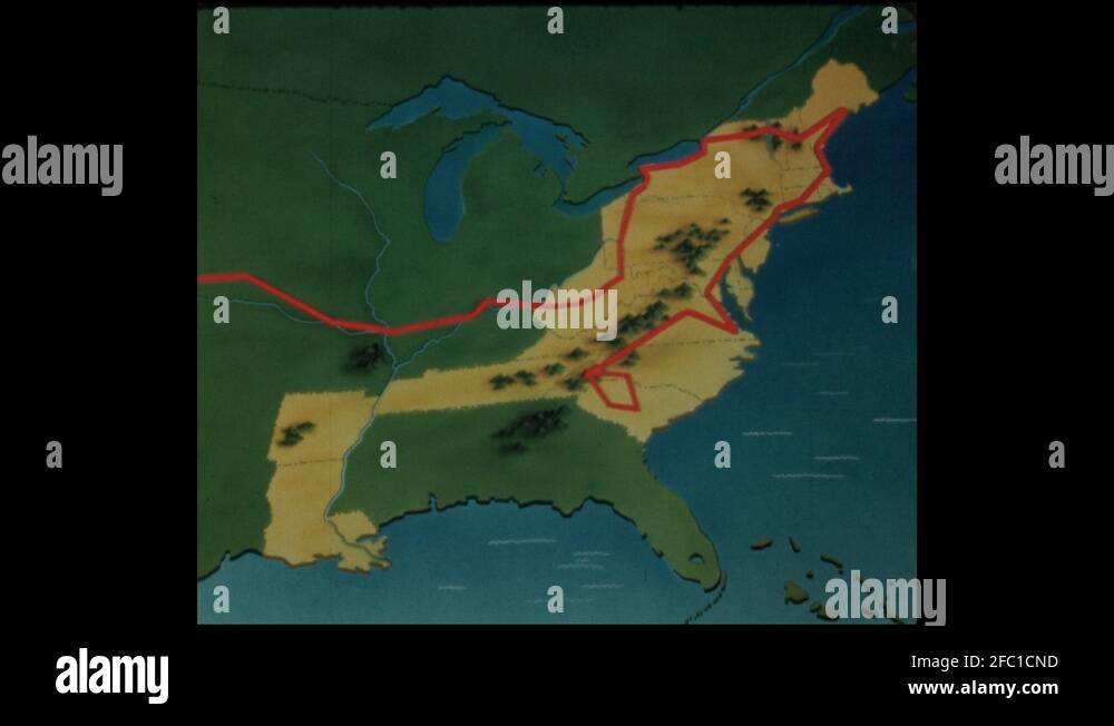 1950s: UNITED STATES:map of journey by car Stock Video Footage - Alamy