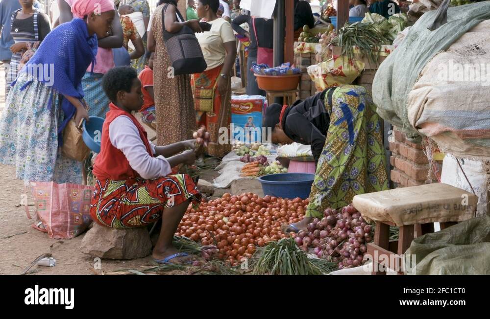 Women sorting Vegetables at Market in Kigali, Rwanda Stock Video ...