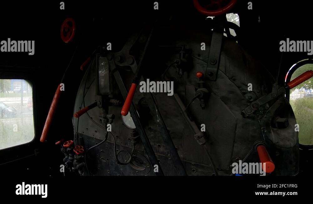 Inside of an old museum steam locomotive Stock Video Footage - Alamy