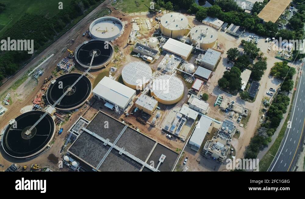 Under construction water treatment plant by the water Stock Video ...