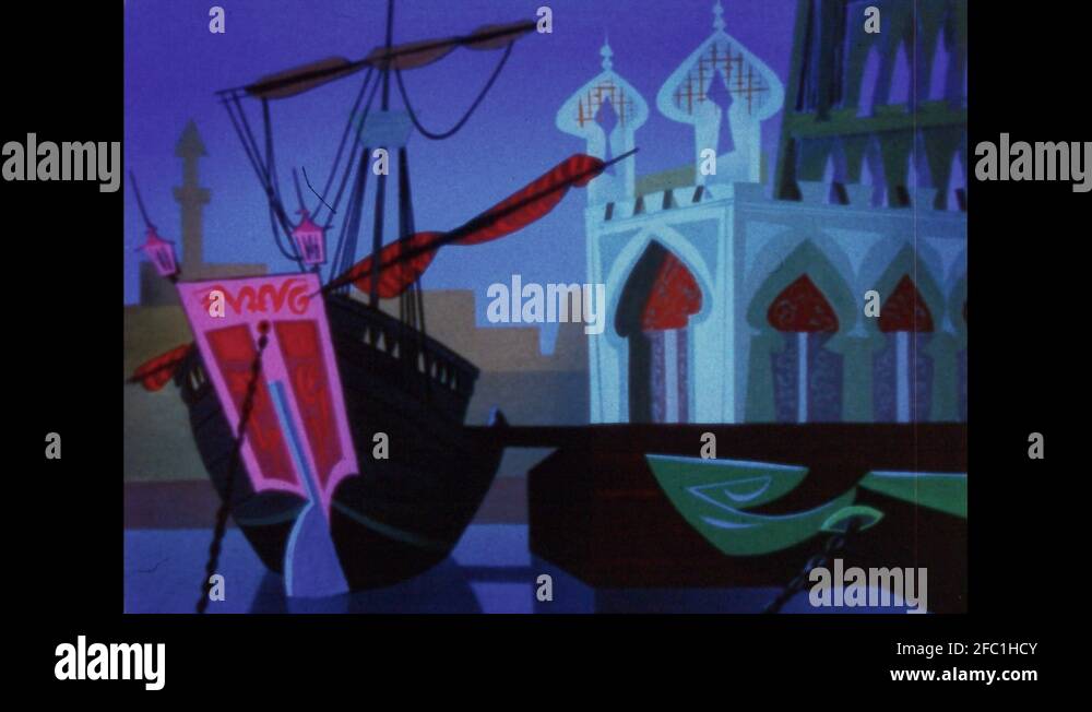 1960s: Line of shirtless, beefy men walk off of a ship carrying heavy ...