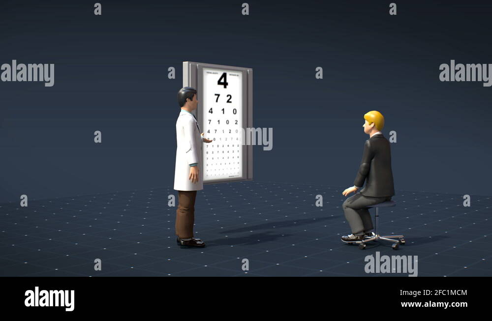 Doctor checking eyesight with user interface, future medical technology ...