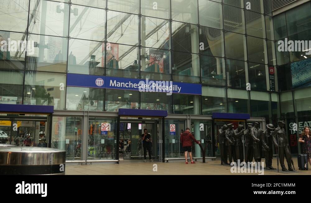 Manchester Piccadilly Station Sign outside the Station cloudy day ...