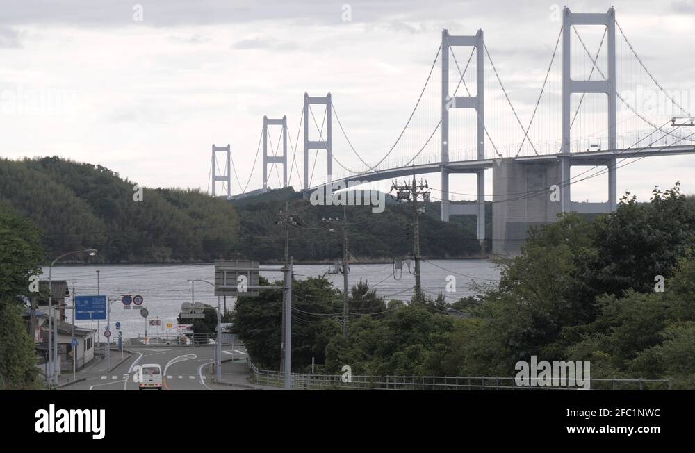 Kurushima-Kaikyo bridge and street,Imabari,Shimanami Kaido,Japan Stock ...