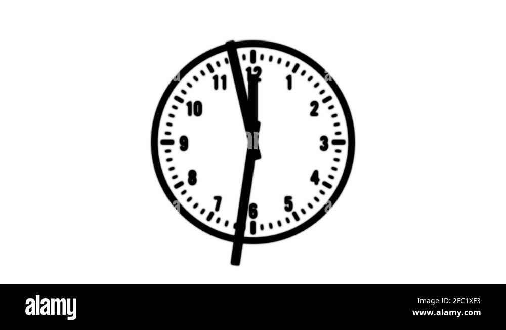 animated old style clock ticking towards midnight Stock Video Footage ...