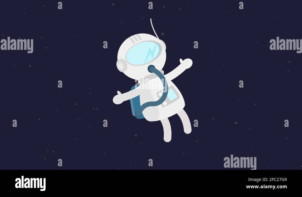 Cute cartoon astronaut animation loop. Child astronaut floating in the ...