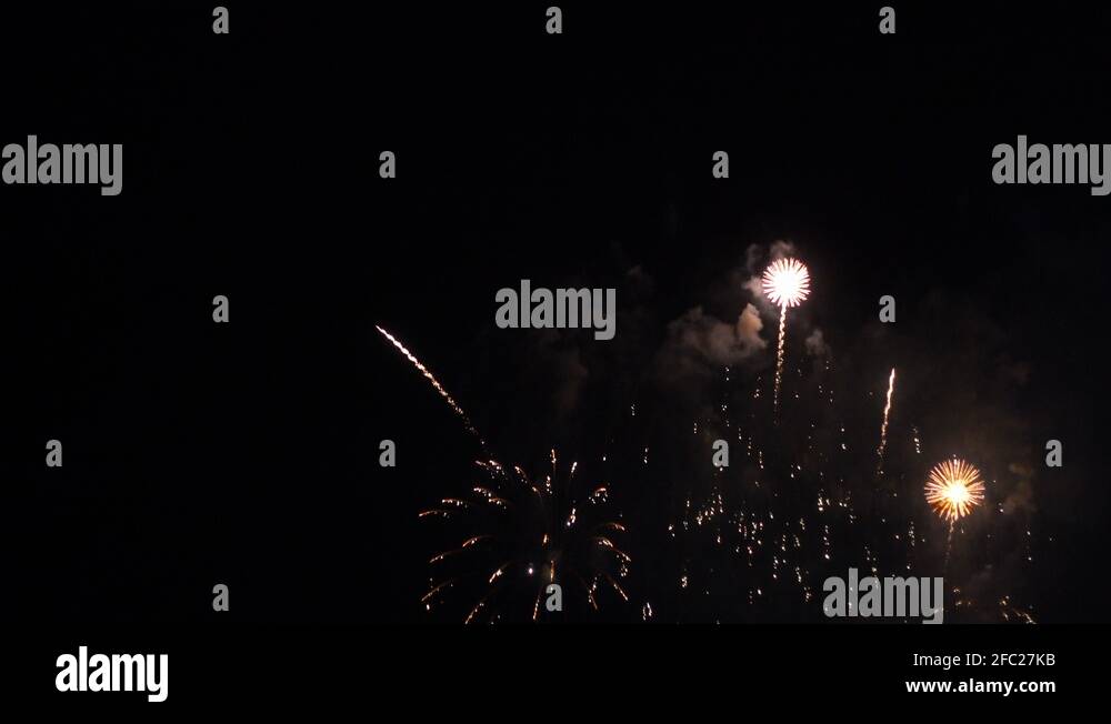 Coconut type of fireworks effects on black sky background Stock Video ...