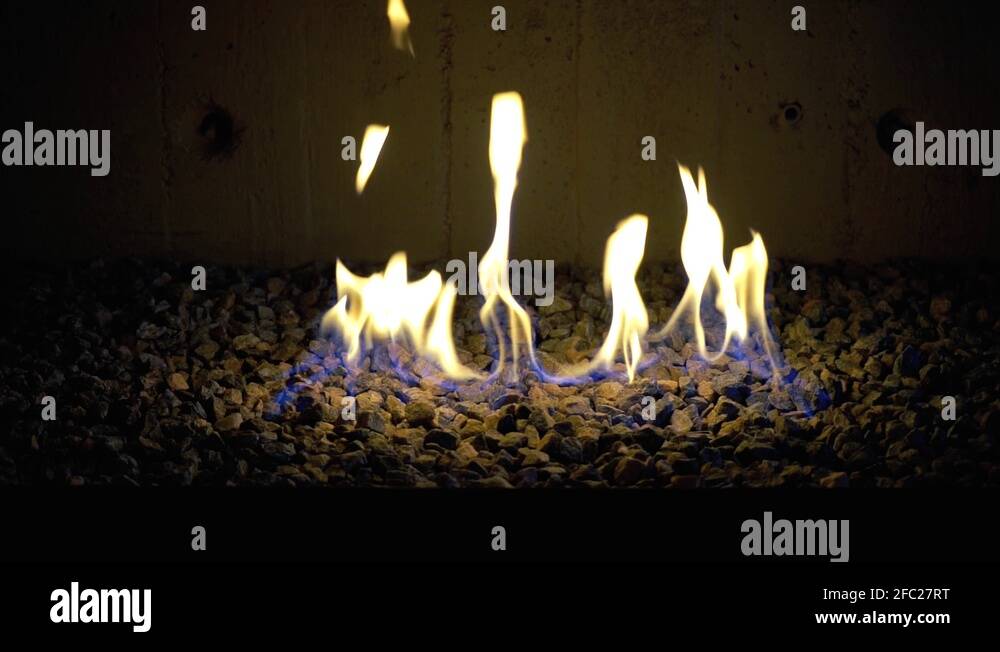 Different angles of artificial fire burning giving a modern, rusty ...