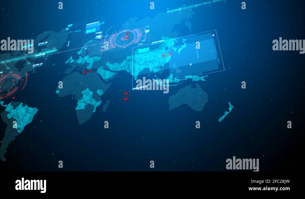 World map Futuristic user interface HUD GUI Stock Video Footage - Alamy
