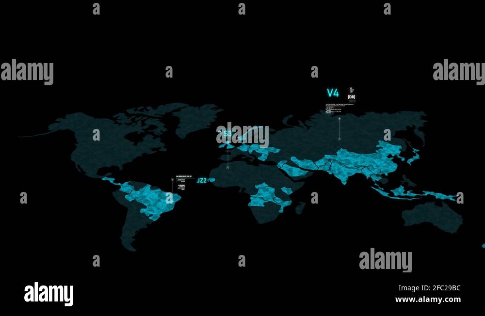 World map Futuristic user interface HUD GUI Stock Video Footage - Alamy