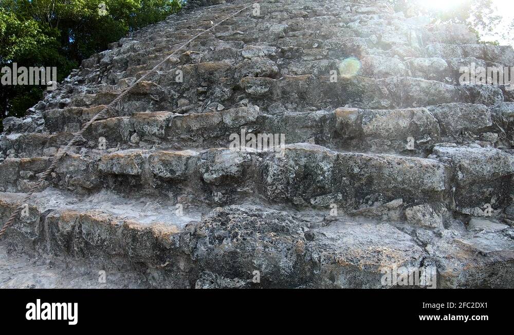 Stone steps ancient Coba Mayan Temple Yucatan Mexico Stock Video ...