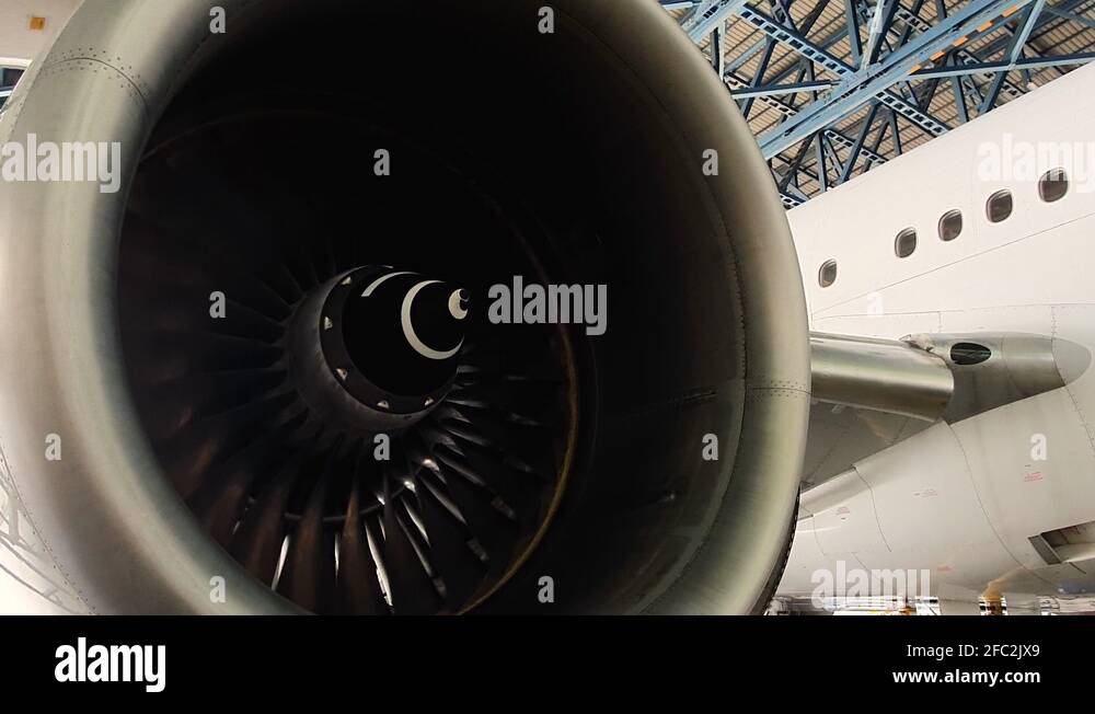 Jet engine blades of aircraft rotating Stock Video Footage - Alamy