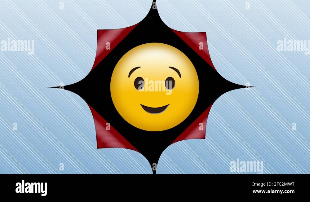 Wallpaper opening to reveal winking emoticon Stock Video Footage - Alamy